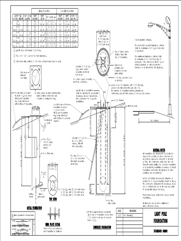 Light Pole Foundation | PDF | Screw | Electrical Wiring