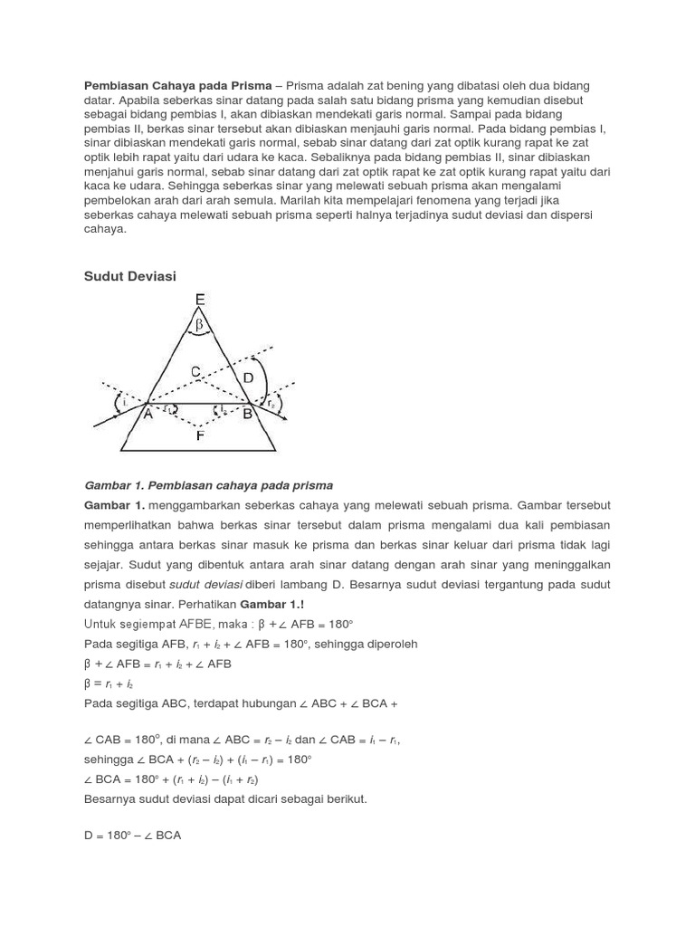 Pembiasan Cahaya Pada Prisma | PDF