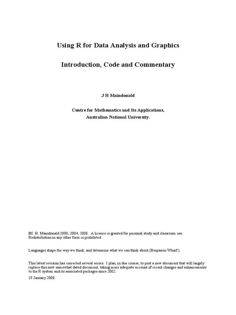 Using R For Data Analysis and Graphics | PDF | Science & Mathematics ...
