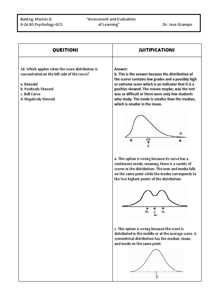Example of Justification | PDF | Mode (Statistics) | Skewness
