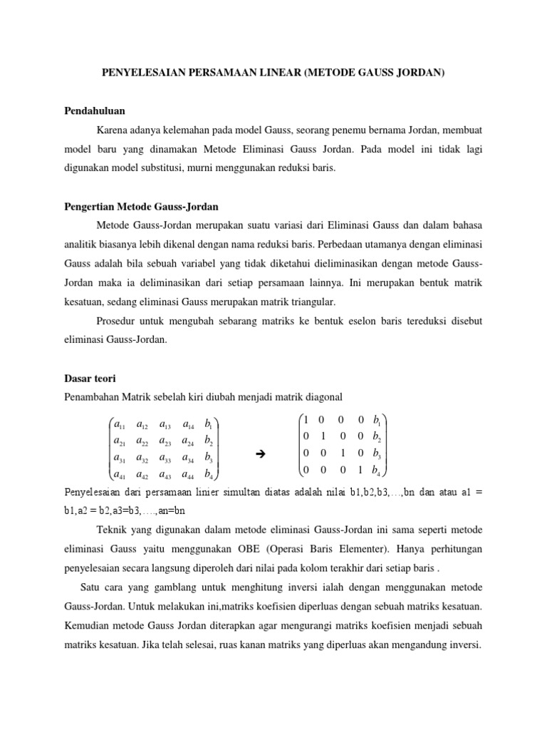 Metode Gauss Jordan | PDF