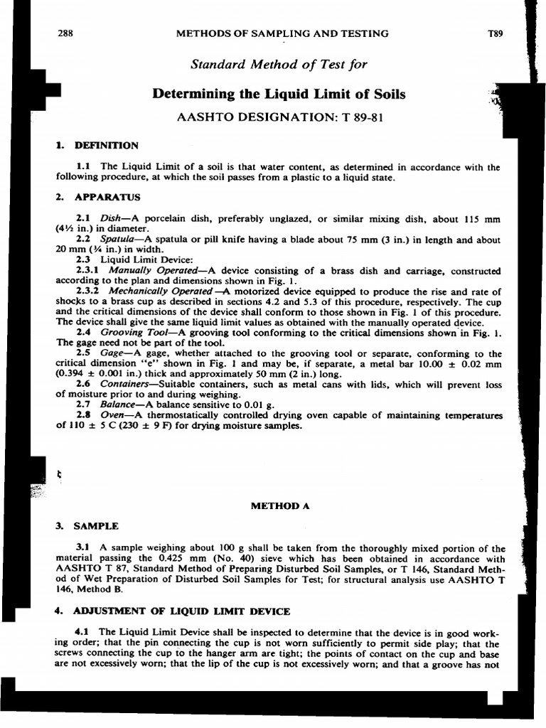 Aashto T 89-81 Lim - Liq. | PDF | Teaching Mathematics | Nature