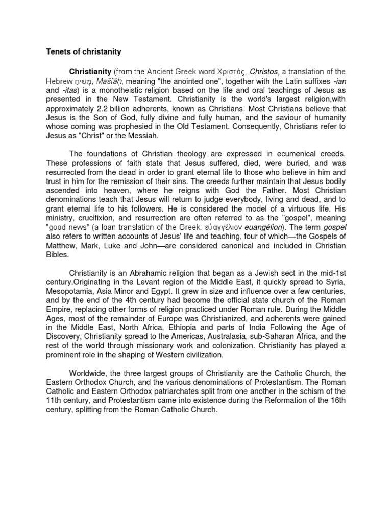 Tenets of Christ | Download Free PDF | Sanctification | Salvation