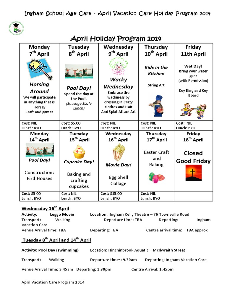 April 2014 - Vacation Care | PDF | Easter