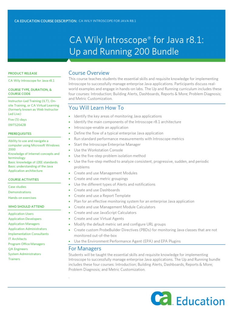 CA Wily 09its2042b | PDF | Java (Software Platform) | Java (Programming Language)