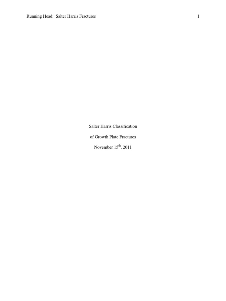 Salter Harris Classification of Growth Plate Fractures | PDF | Bone ...