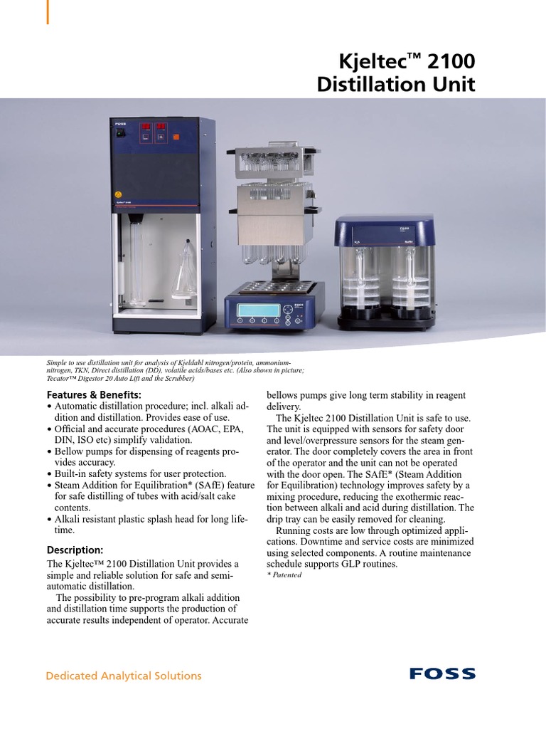 Kjeltec 2100 Datasheet - GB | PDF | Distillation | Chemistry