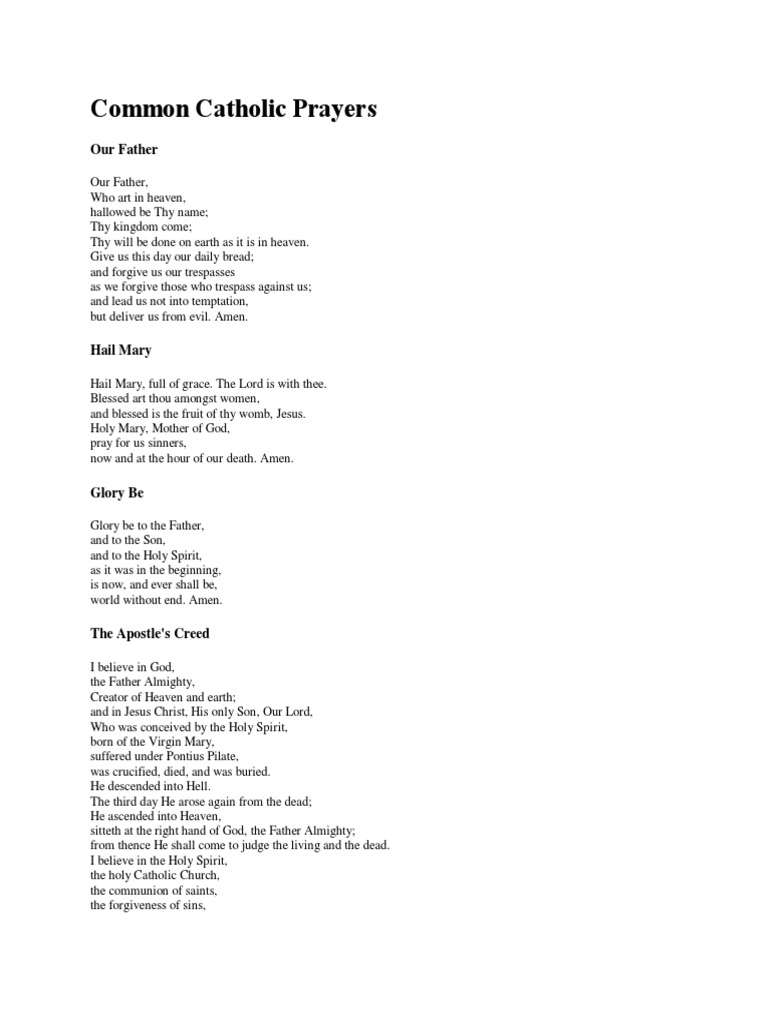 Common Catholic Prayers | PDF | Mary, Mother Of Jesus | Lord's Prayer