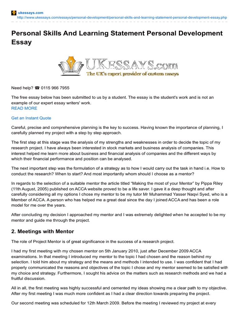 Sls Ukessays - Com-Personal - Skills - and - Learning - Statement ...