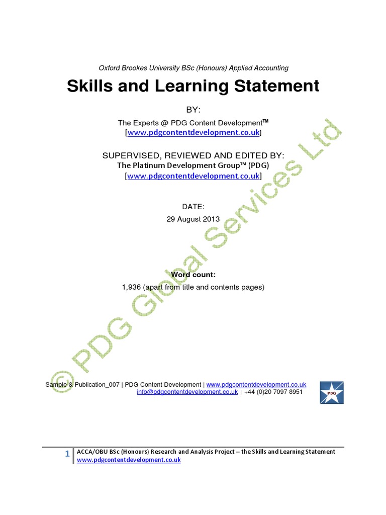 OBU BSc Skills and Learning Statement | PDF | Evaluation | Accounting