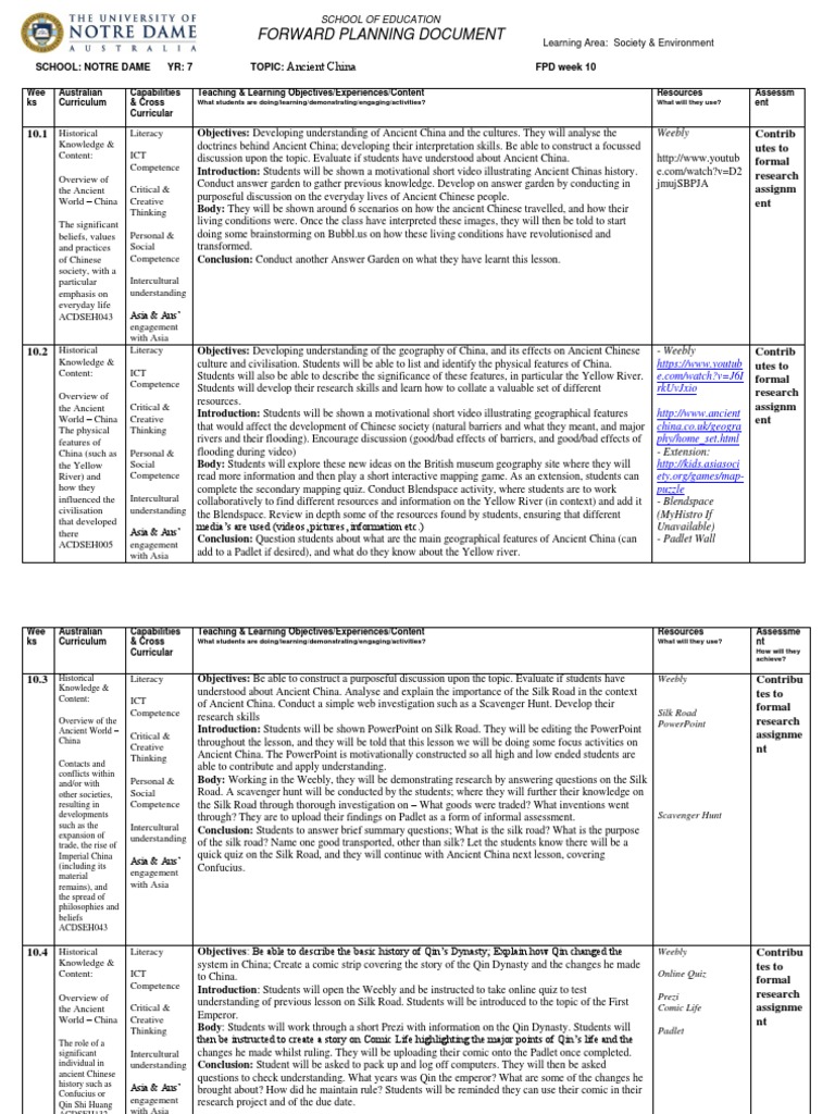 Key Points of Ancient China for Grade 7 | PDF | Curriculum ...