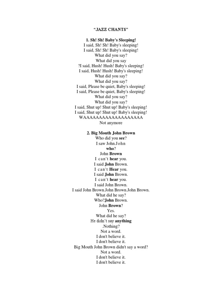 Jazz Chants | PDF | Leisure