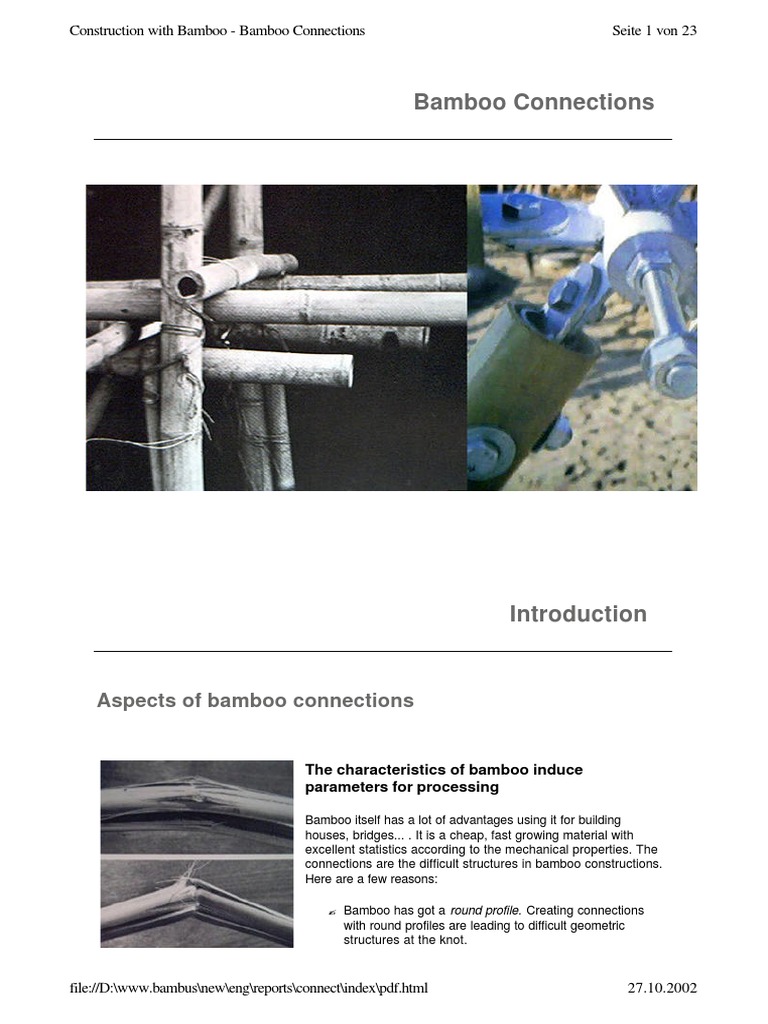 Bamboo Connections, Joints | PDF | Rope | Bamboo