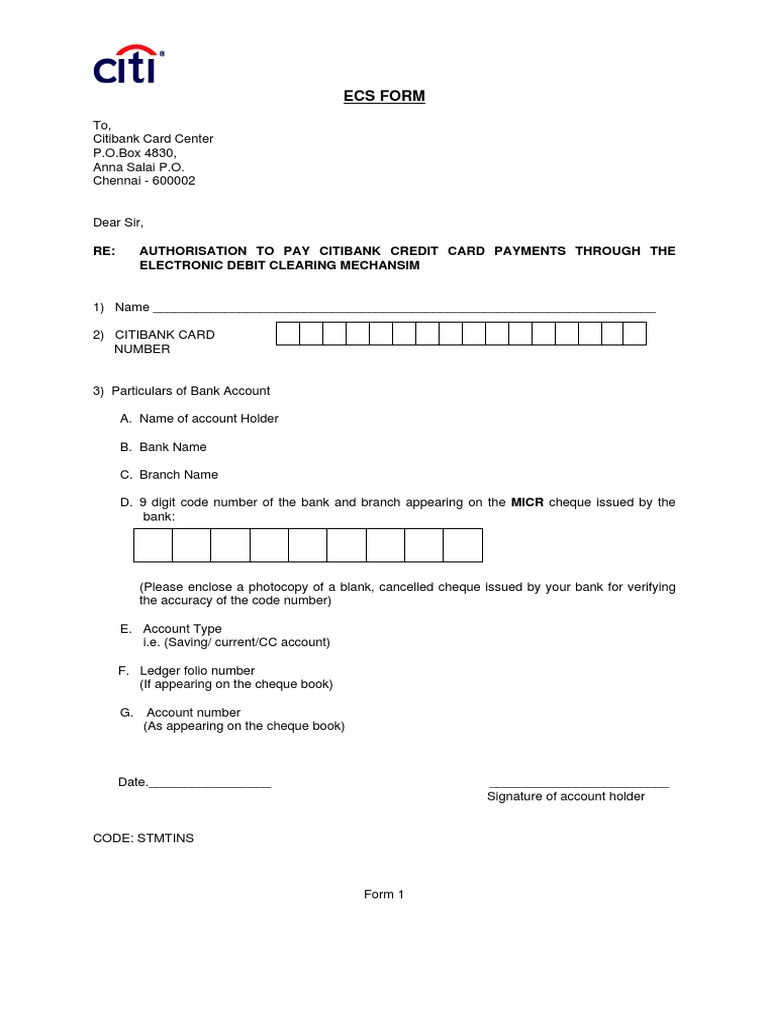 Citibank Sample Cheque