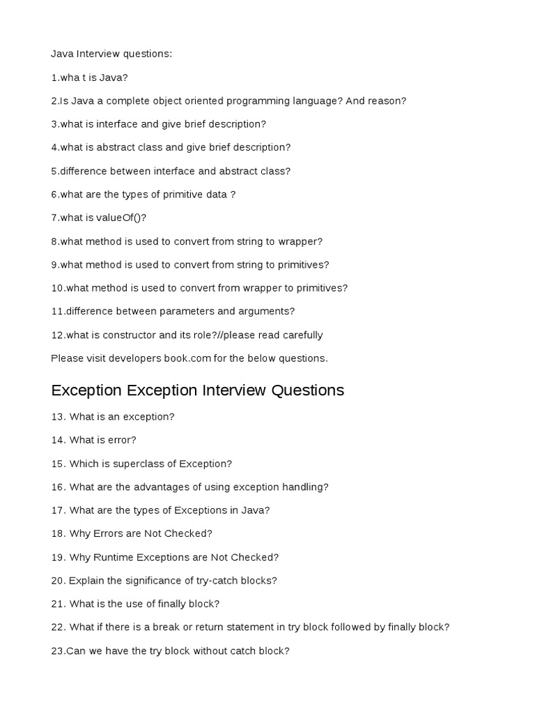 Java Interview Question CMP | PDF | Java (Programming Language ...