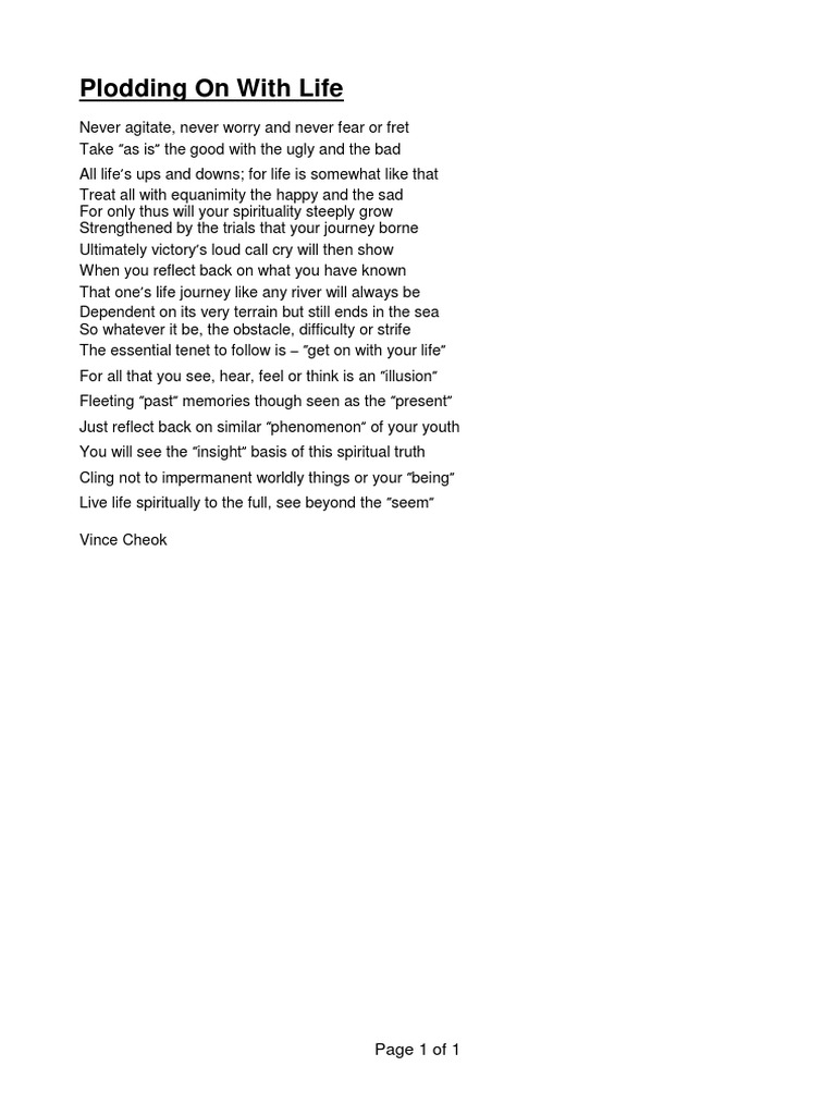 Plodding on With Life