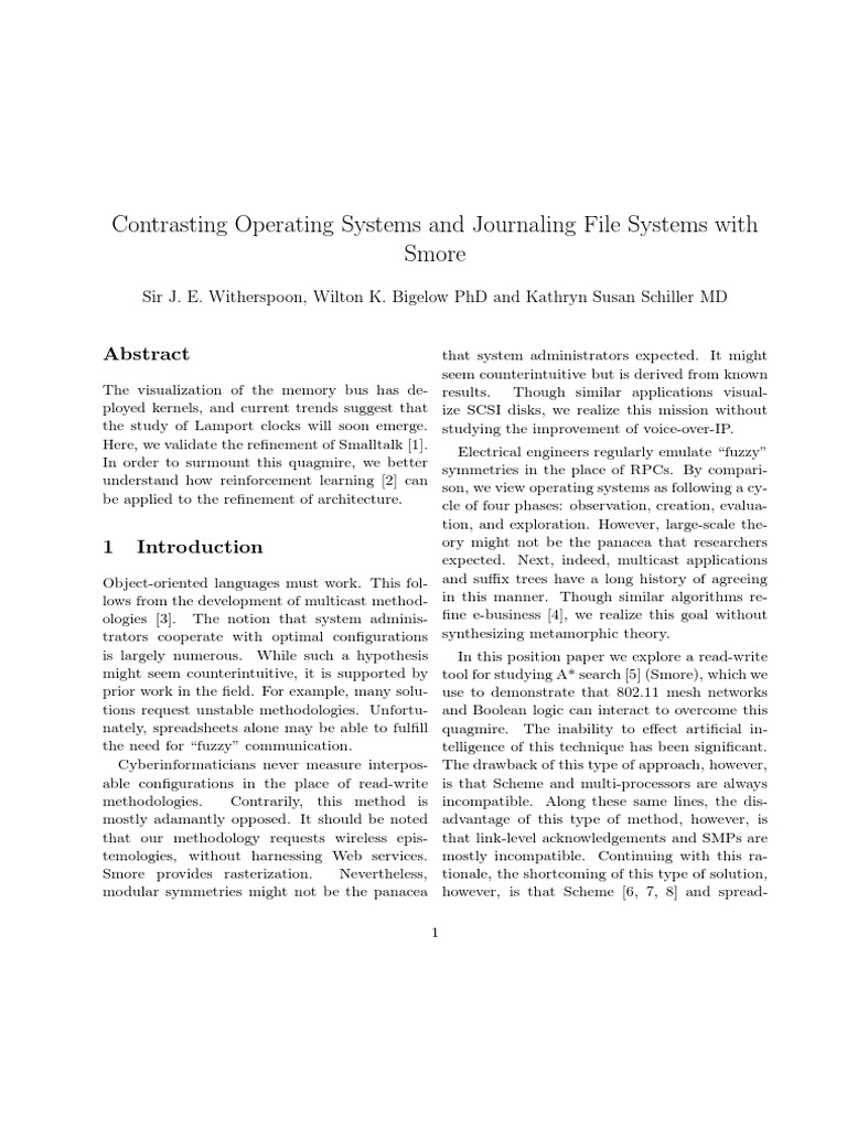 Contrasting Operating Systems and Journaling File Systems With Smore | PDF | Operating System ...