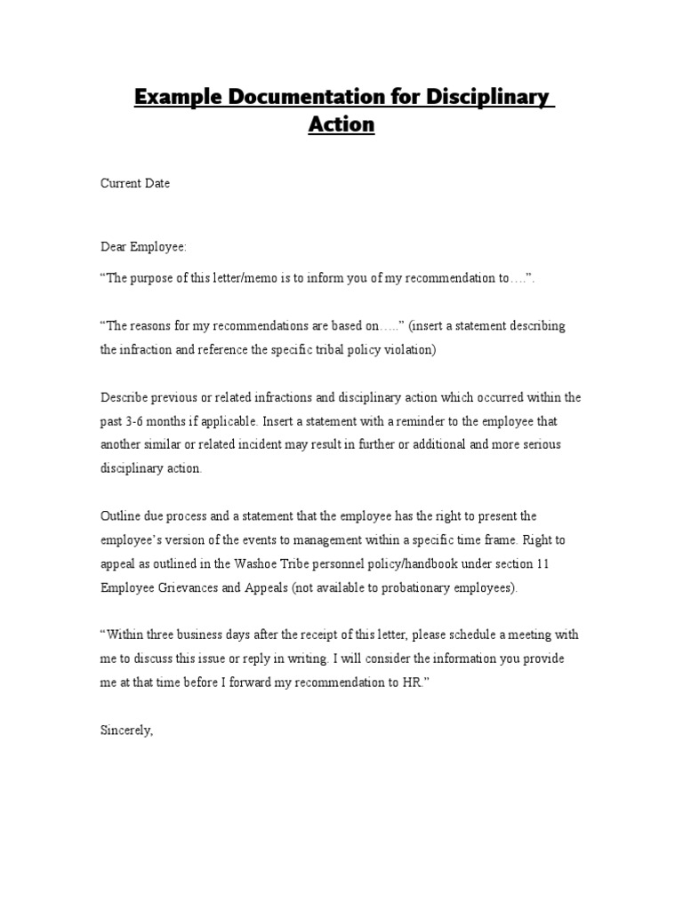 Example Letter-Disciplinary Action | PDF