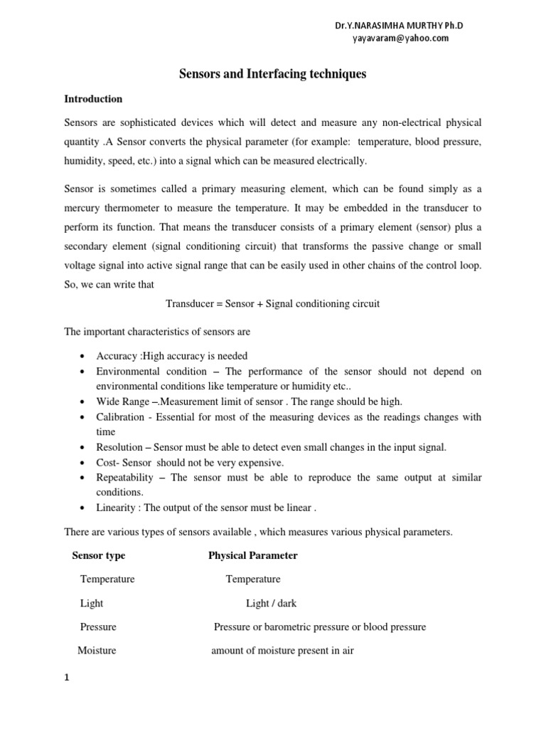 Sensors Interfacing Techniques | PDF | Computers