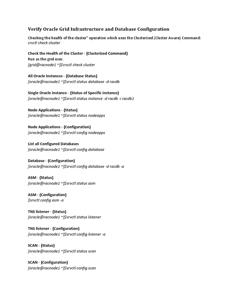 RAC Administration Commands - Basic | PDF | Computer Cluster | Databases