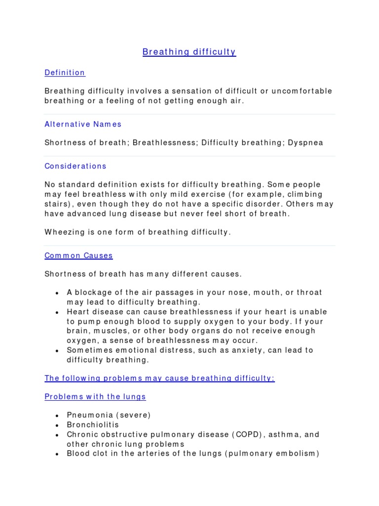 Breathing Difficulty | PDF | Pneumonia | Breathing