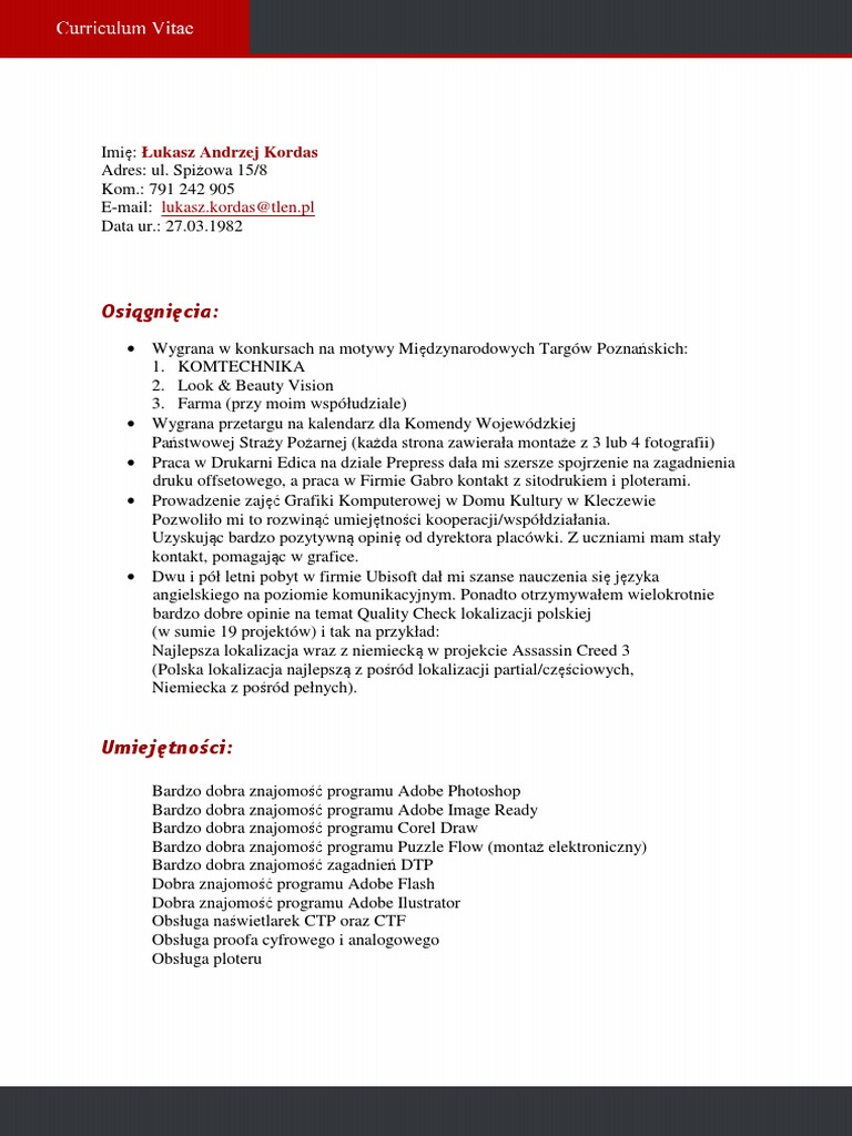Lukasz Kordas-CV PF GRAF Full | PDF
