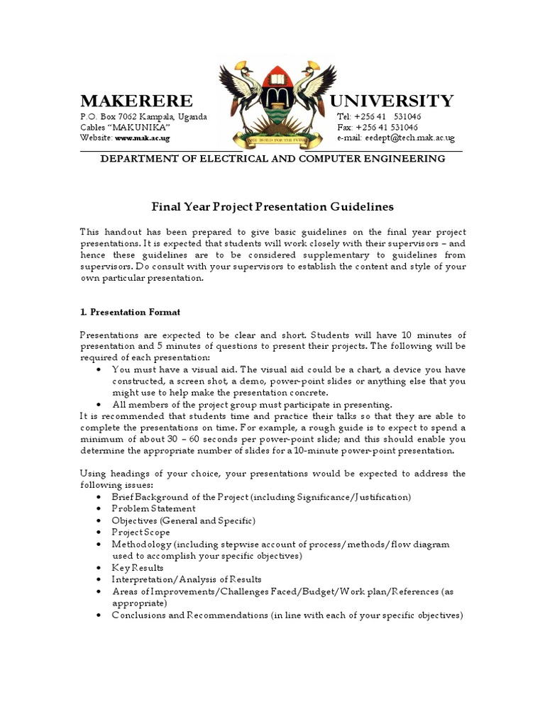 Final Year Project Presentation Guide | PDF
