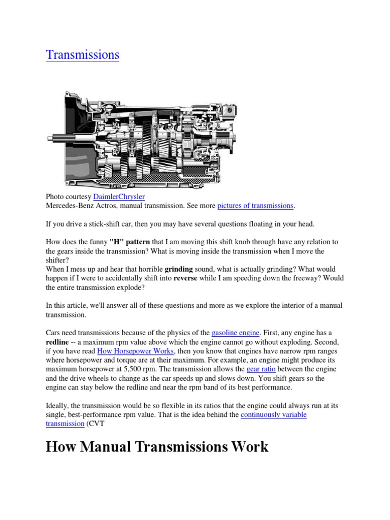 Understanding Manual Transmissions | PDF | Manual Transmission ...