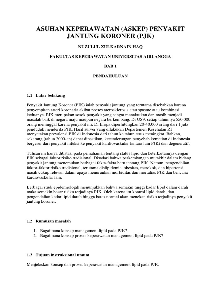 ASUHAN KEPERAWATAN PJK | PDF | Kesehatan Holistik