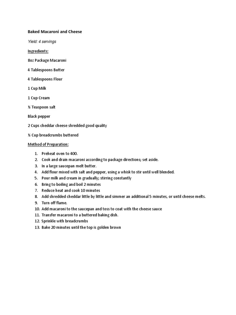 Baked Macaroni and Cheese | PDF