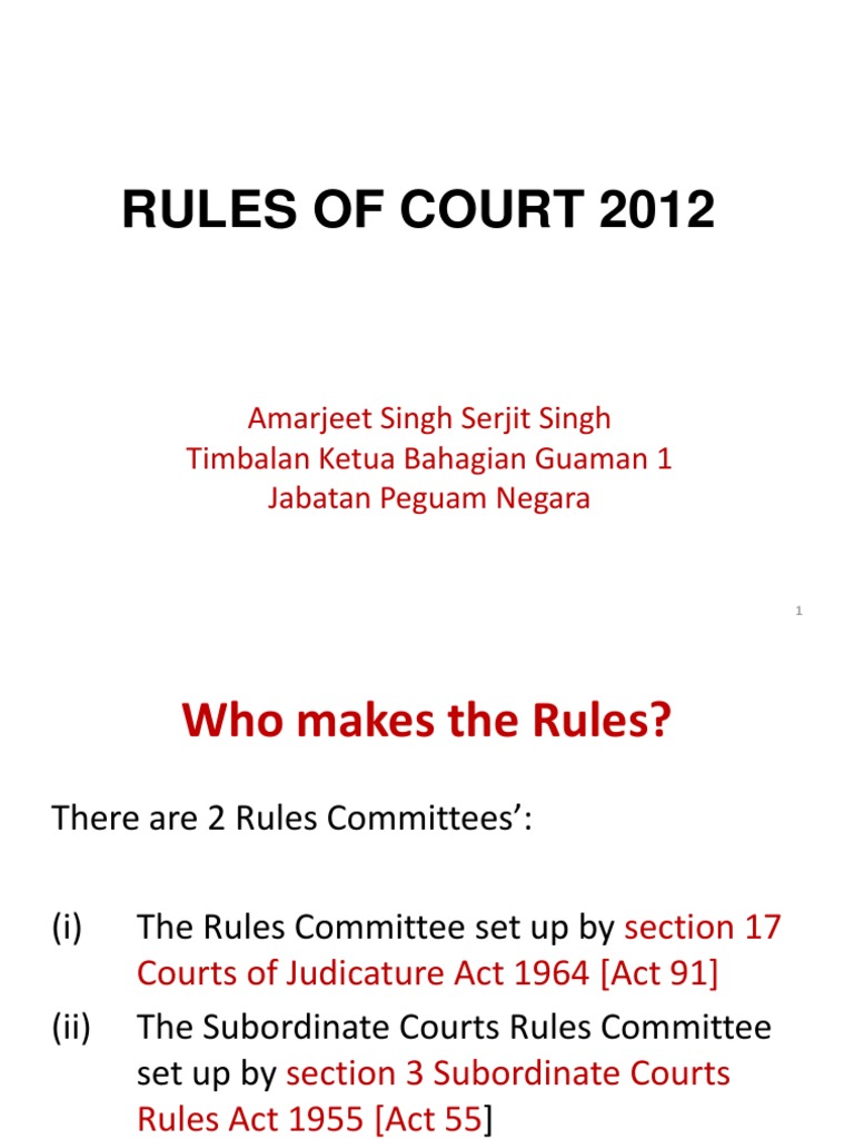 Rules of Court 2012 F 1 | PDF | Service Of Process | Discovery (Law)