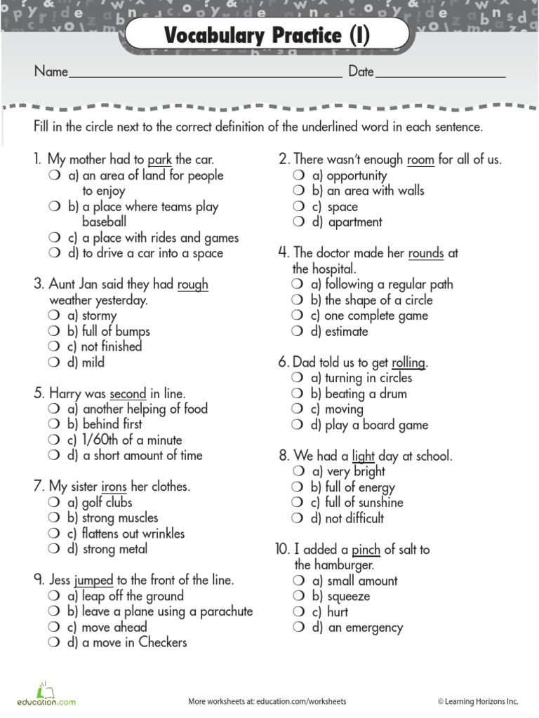 Vocabulary Practice (I) : Premium Education Language Arts: Grade 3 ...