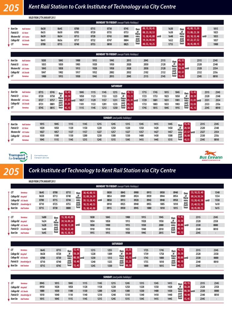205 Timetable | Download Free PDF | Holidays | Business