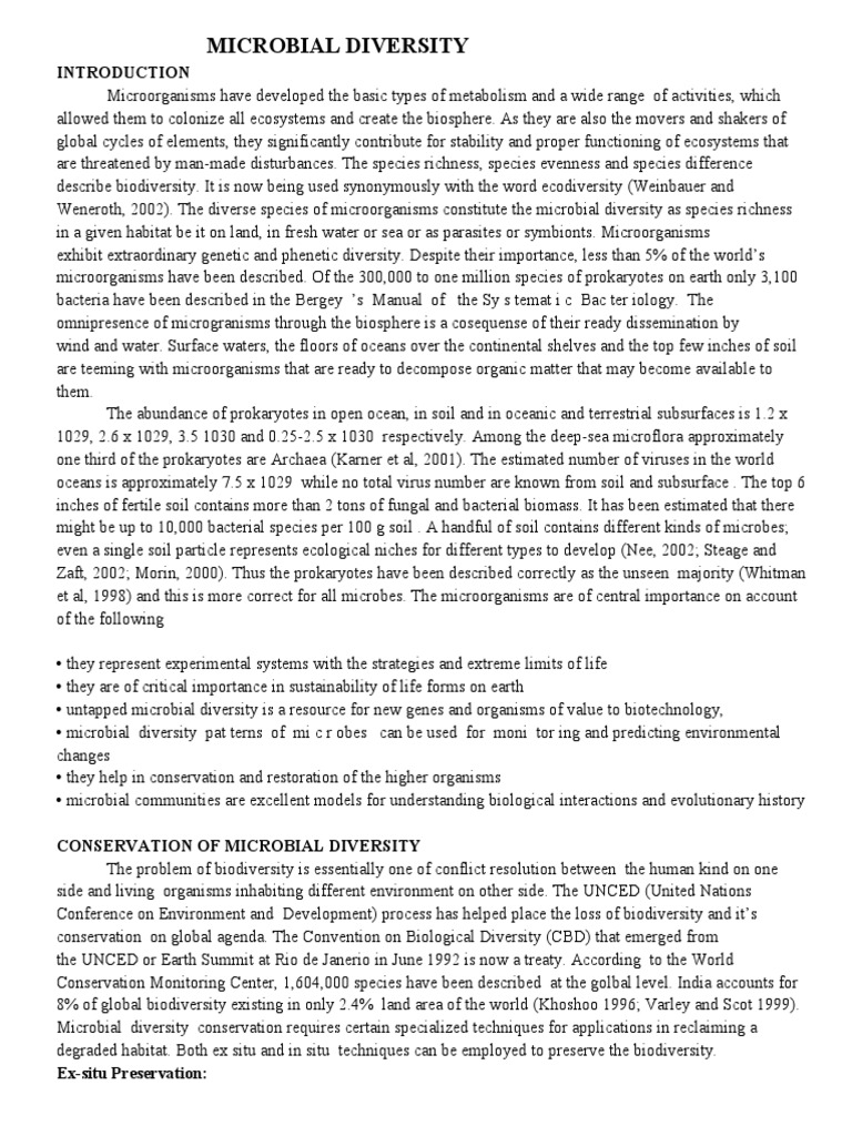 Microbial Diversity | PDF | Biodiversity | Microorganism