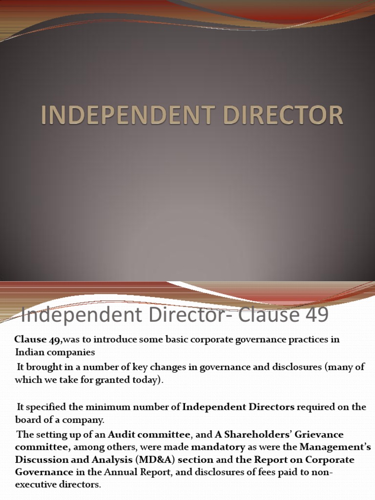 Independent Directors in India | PDF | Board Of Directors | Corporate ...