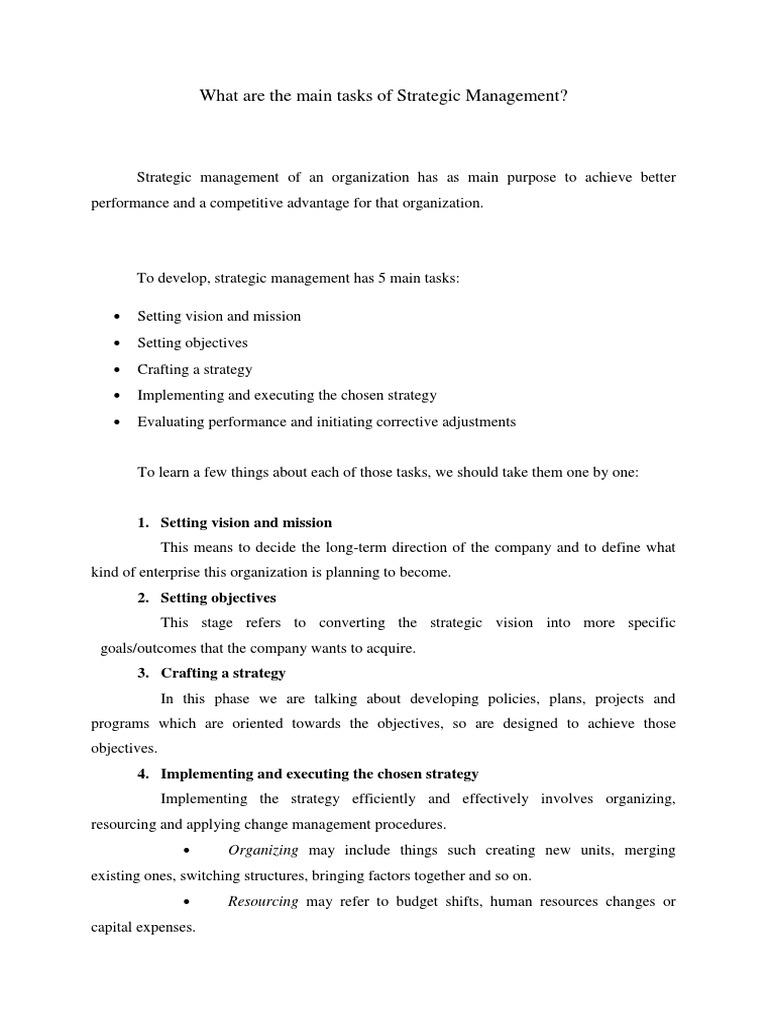 Key Tasks in Strategic Management | PDF