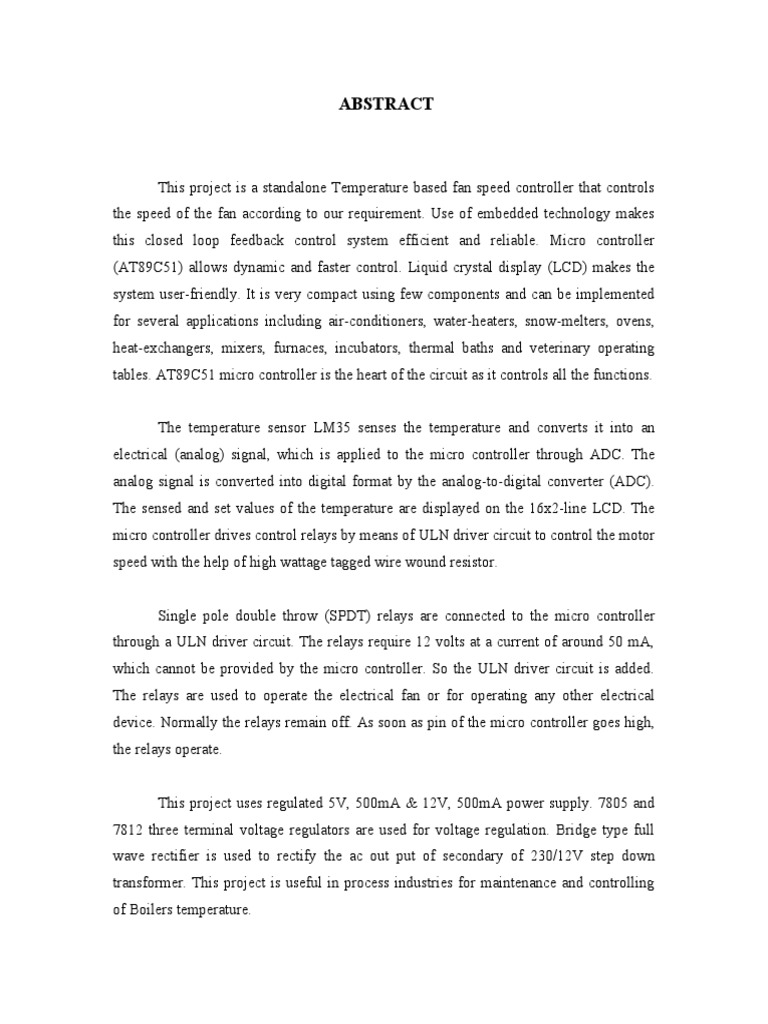 Temperature Based Fan Speed Control | PDF