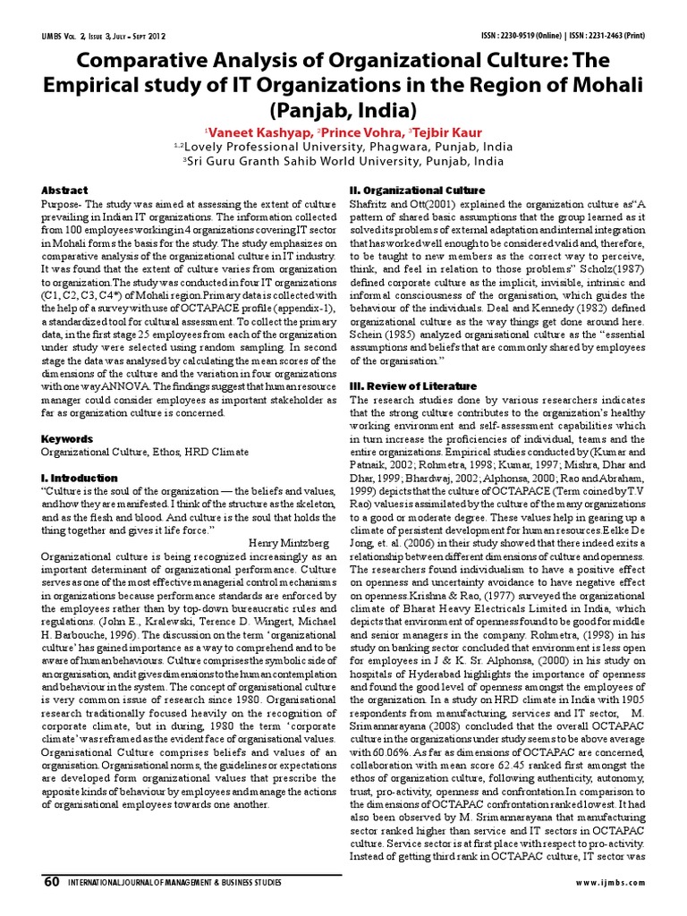 OCTAPACE | PDF | Analysis Of Variance | Organizational Culture