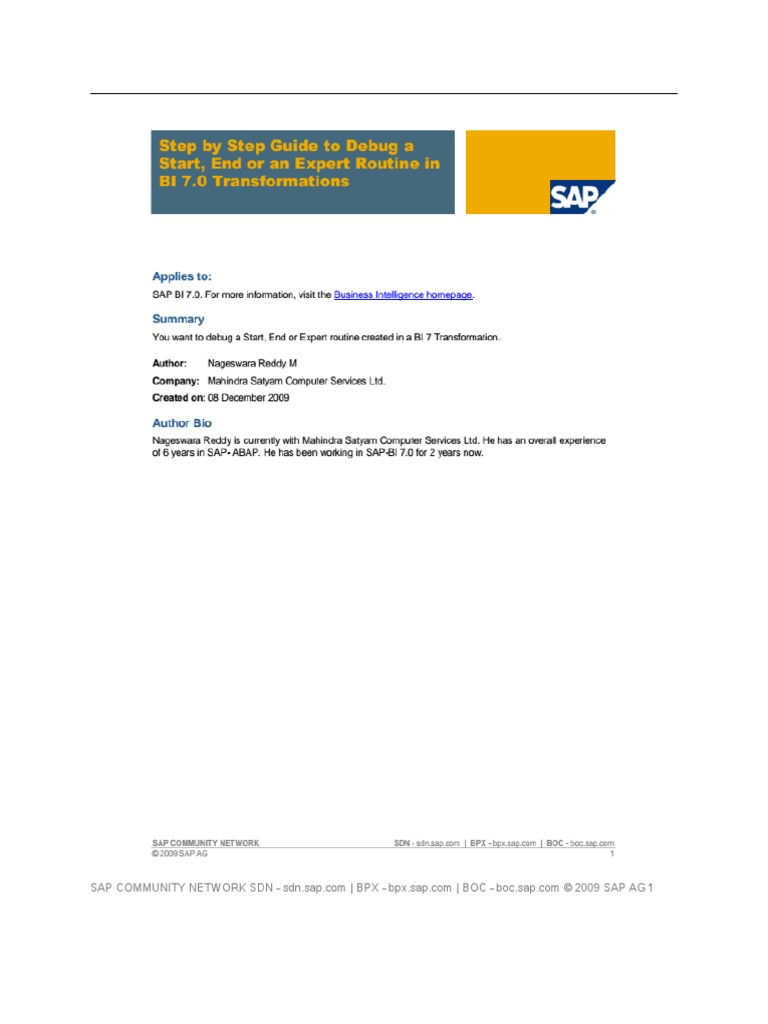 Step by Step Guide To Debug A Start - 2c End or An Expert Routine in BI ...