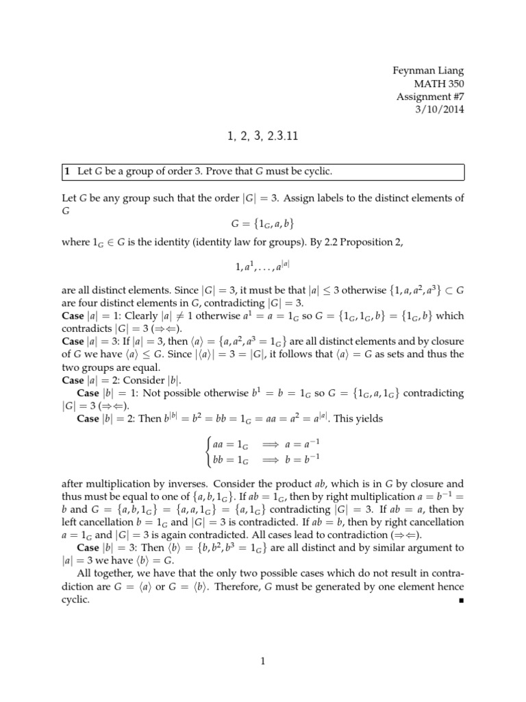 Dummit & Foote Chapter 2 Selected Solutions | PDF | Group (Mathematics ...