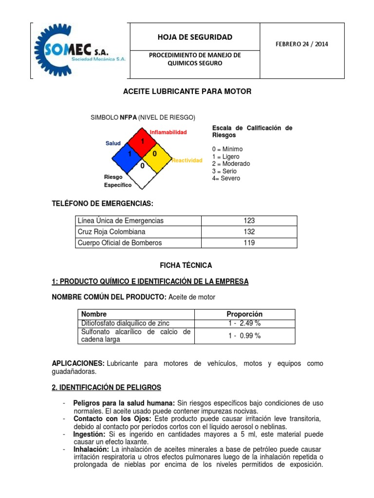 Aceite de Motor | PDF | Toxicidad | Petróleo