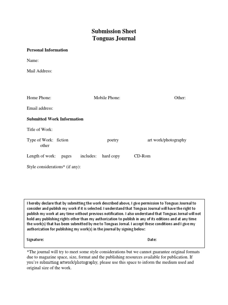 Tonguas Journal Submission Form | PDF