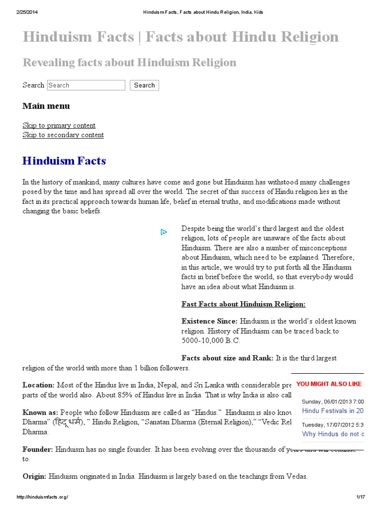 Key Facts About Hinduism for Kids | PDF | Shiva | Moksha