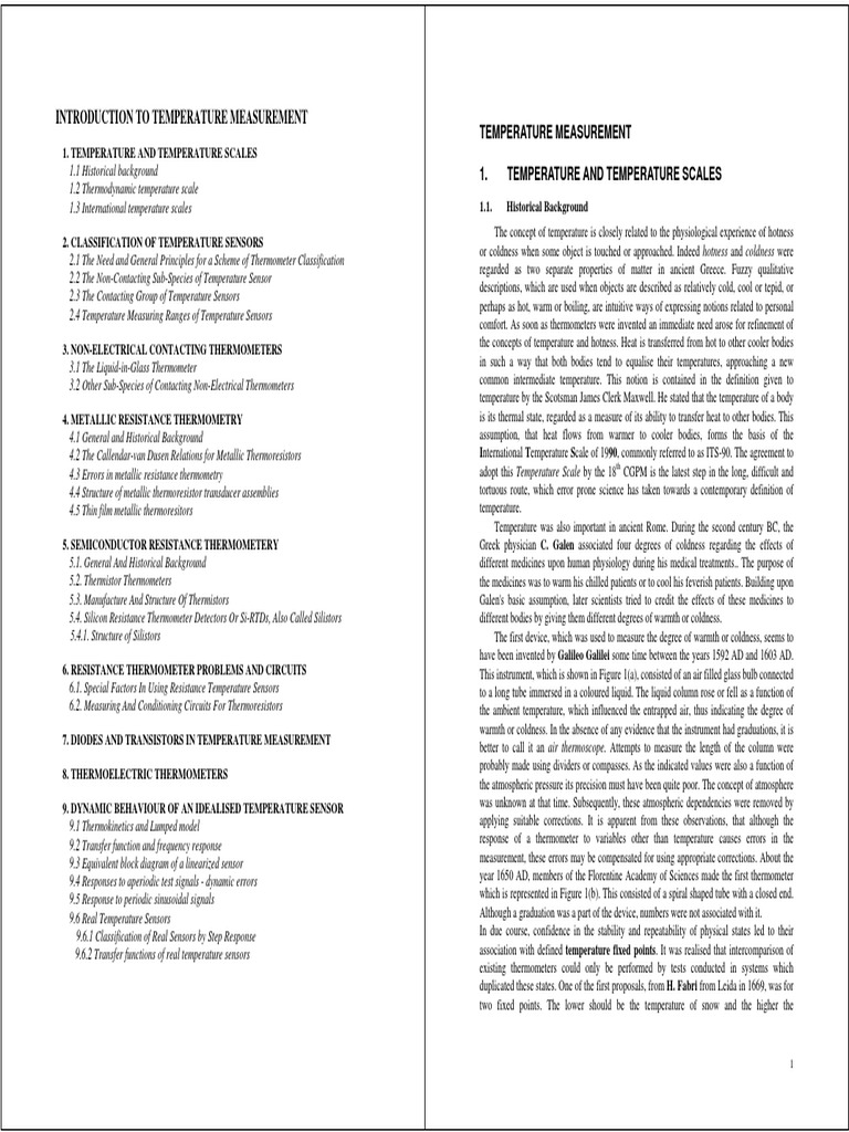 Introduction To Temperature Measurement | PDF | Thermometer | Temperature