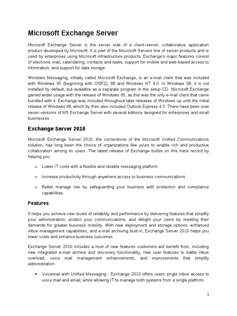 Microsoft Exchange Server 2010: Powerful Collaboration Tools for ...