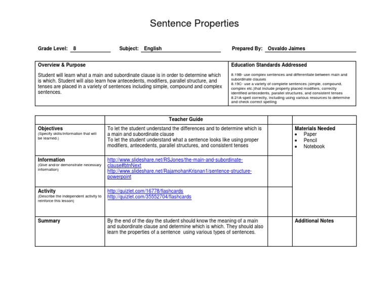 Sentence Structure & Clauses Guide | PDF | Career & Growth