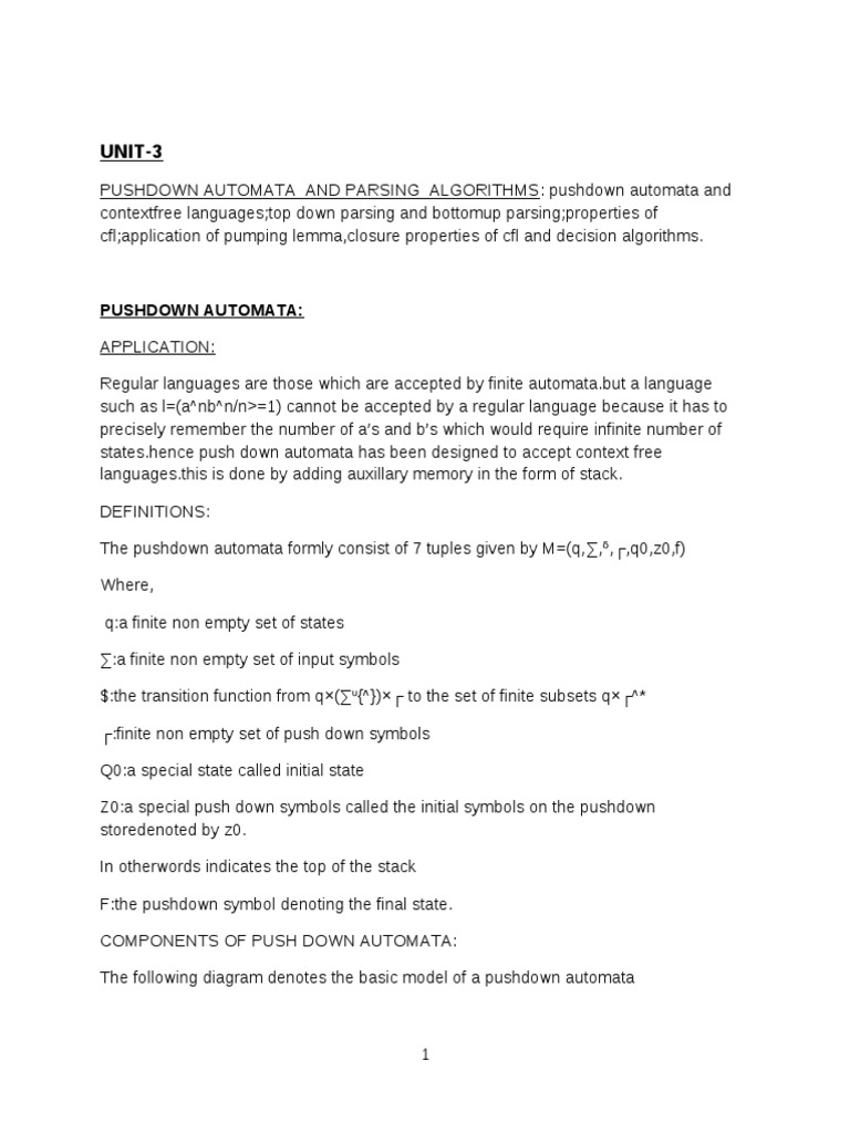Unit-3 Alc Notes | PDF | Parsing | Discrete Mathematics