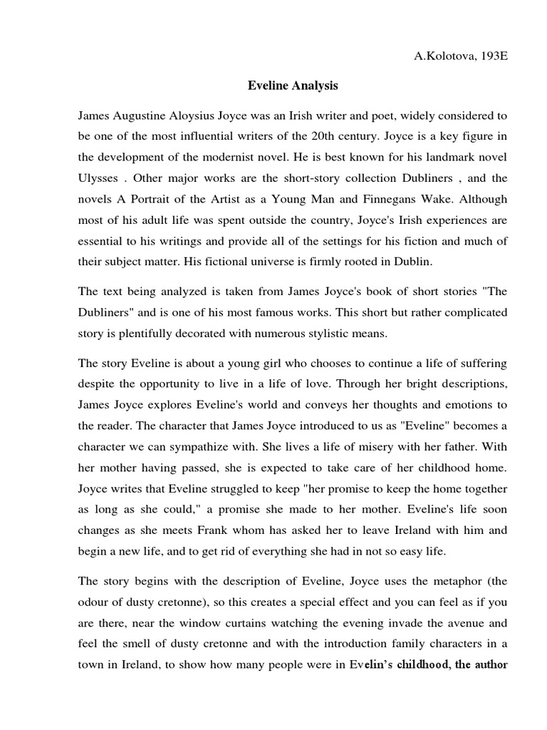 Eveline Analysis James Joyce Books