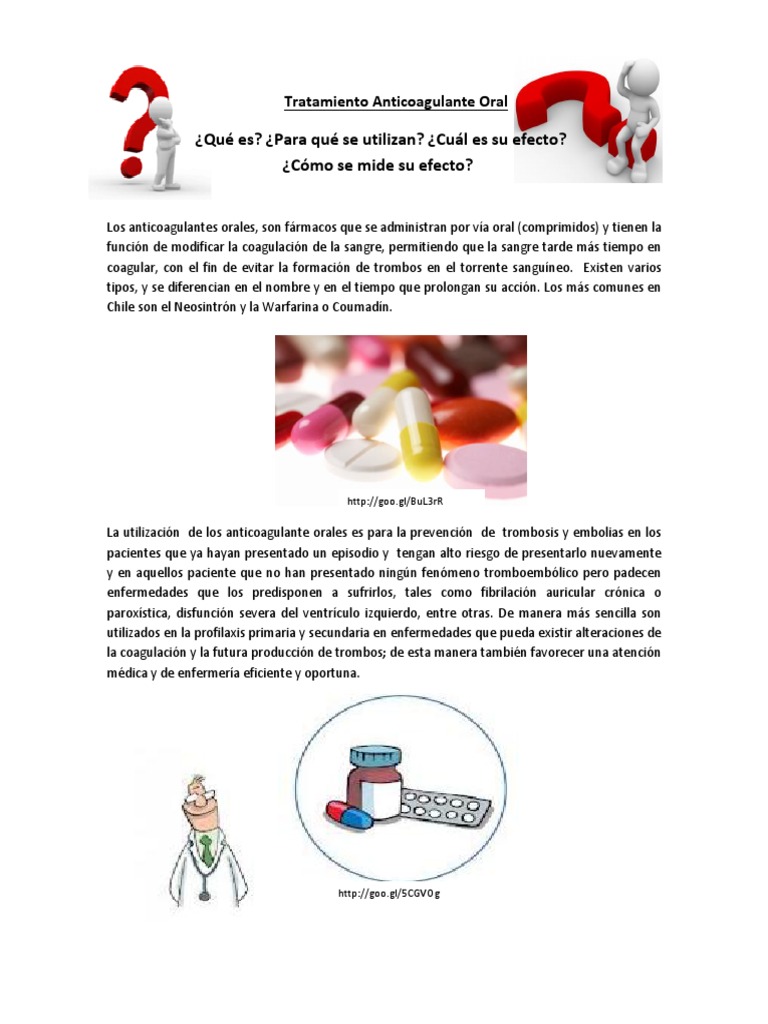 Tratamiento Anticoagulante Oral: Guía Esencial | PDF | Coagulación | Trombo