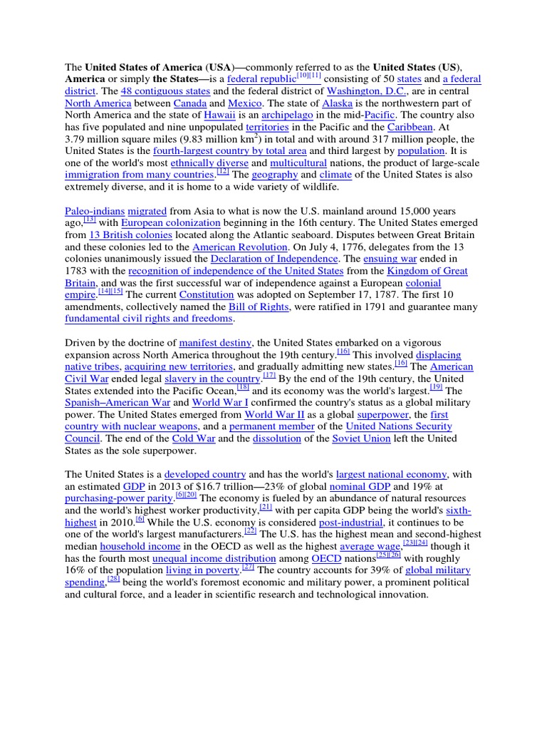 America or Simply The States-Is A | PDF